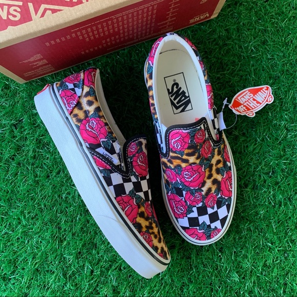 Vans | Shoes | Vans Graphic Classic Slip On Rose Checkerboard | Poshmark